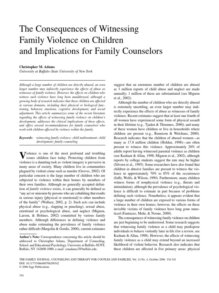 2006 The Consequences of Witnessing | PDF | Domestic Violence | Violence