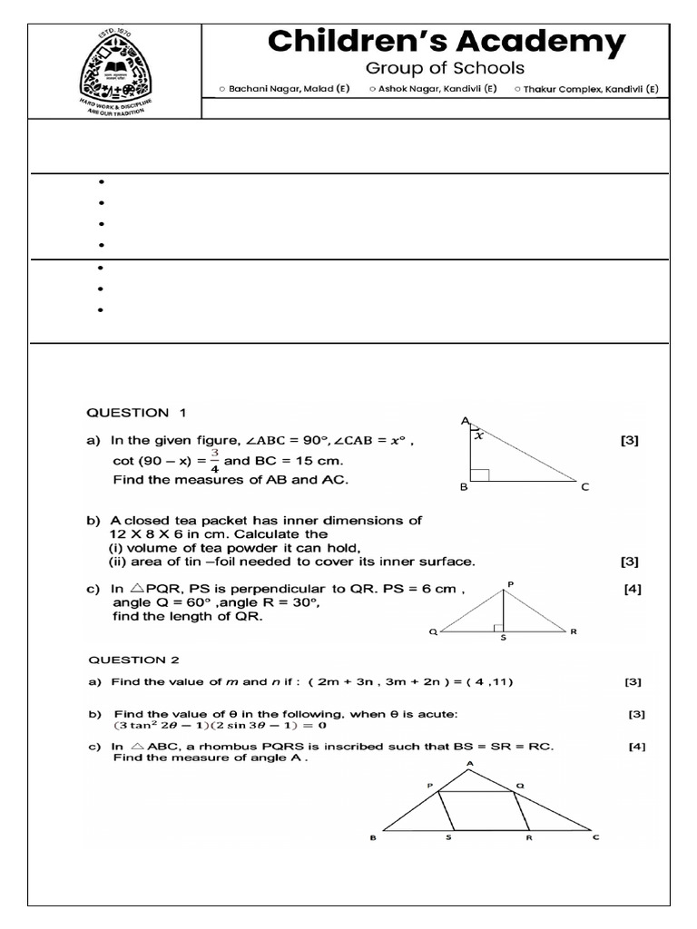 GradeIX Mathematics SemII 2020-21 | PDF