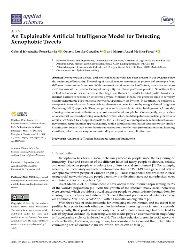An Explainable Artificial Intelligence Model For Detecting Xenophobic Tweets | PDF | Machine ...