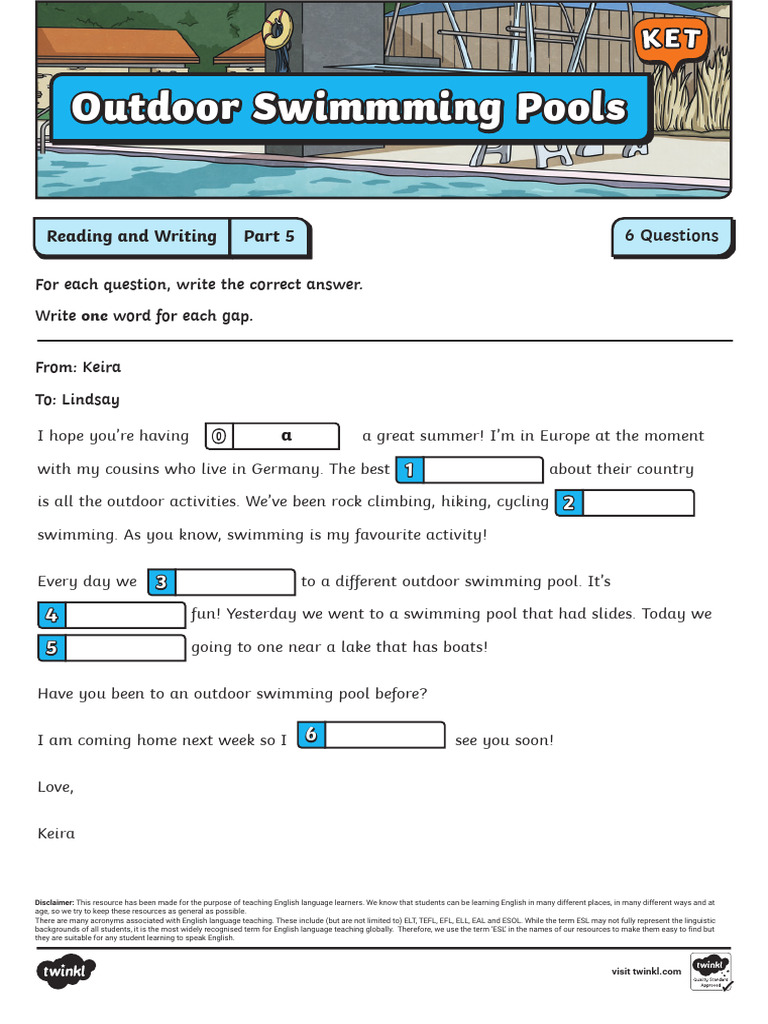 T 1721574566 A2 Key Reading and Writing Part 5 Swimming Pools - Ver - 1 ...