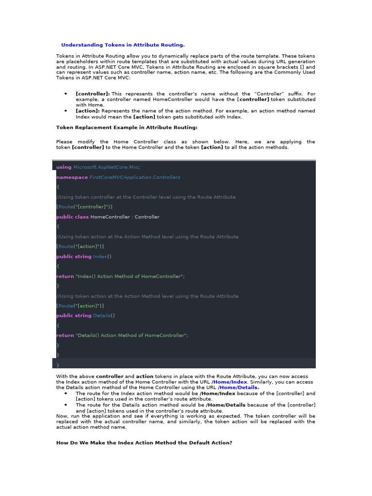 Understanding Tokens in Attribute Routing | PDF | Routing | Computer Programming