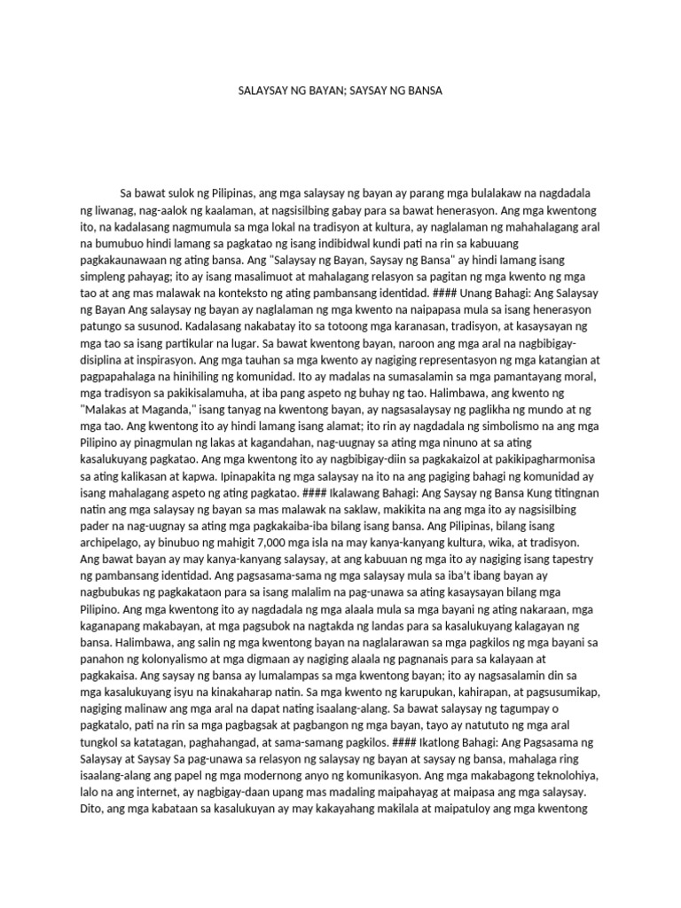 Salaysay NG Bayan | PDF