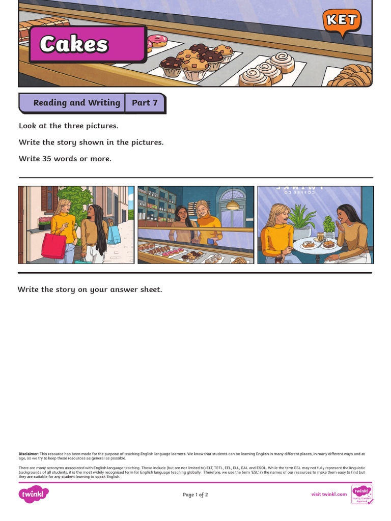 ESL Writing Activity: Cakes Story | PDF