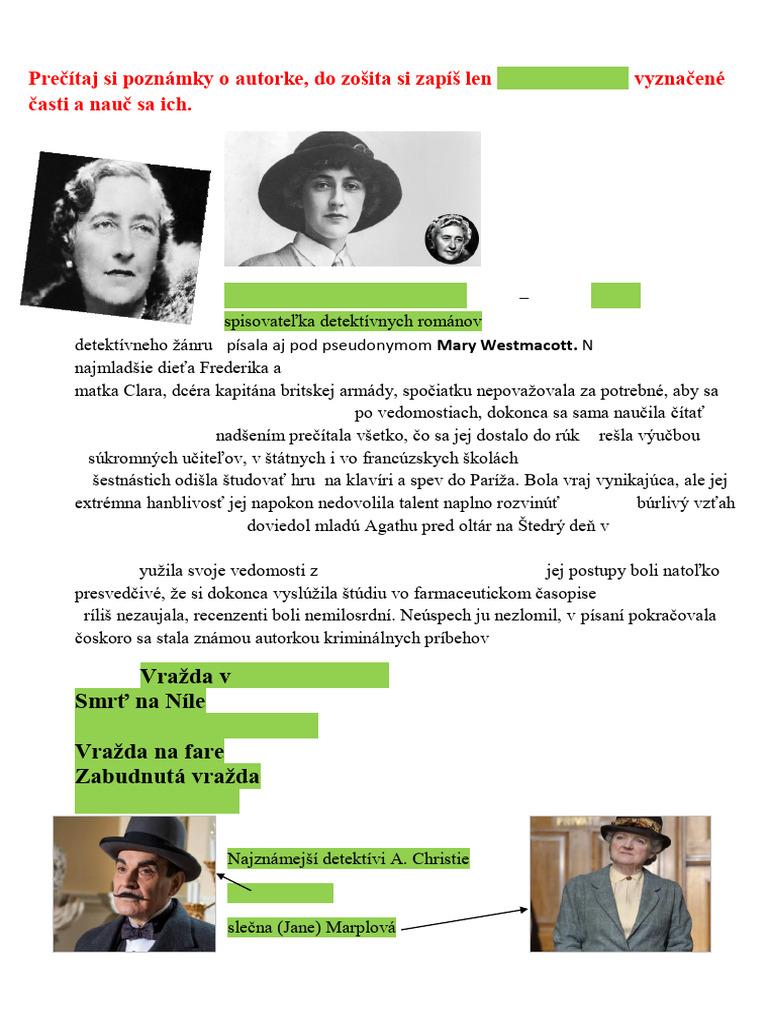 Agatha Christie Poznamky | PDF
