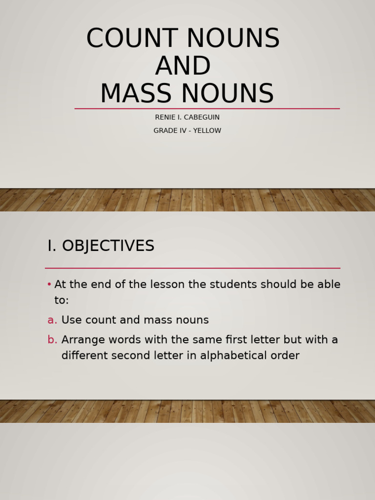 Count and Mass Nouns Lesson Plan | PDF