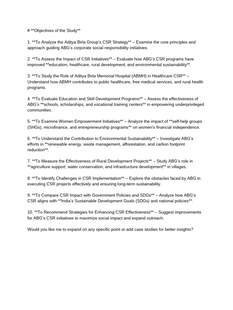 Objectives of The Study Abg | PDF