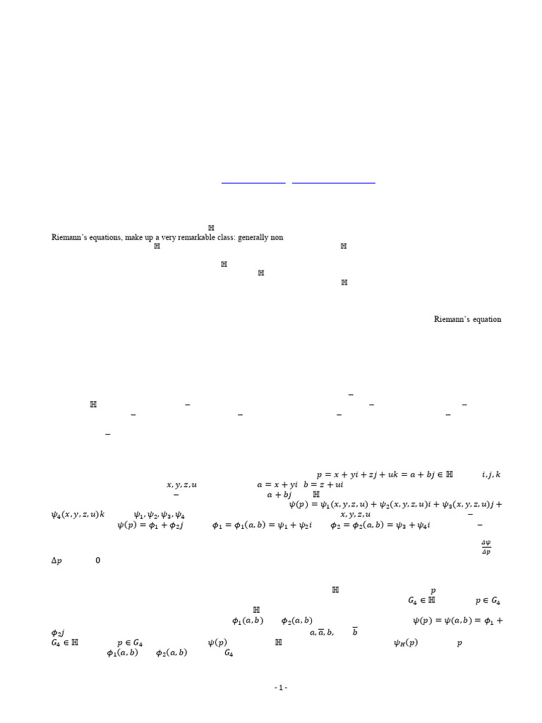 Quaternionic vs. Complex Differentiation | PDF | Complex Analysis | Holomorphic Function