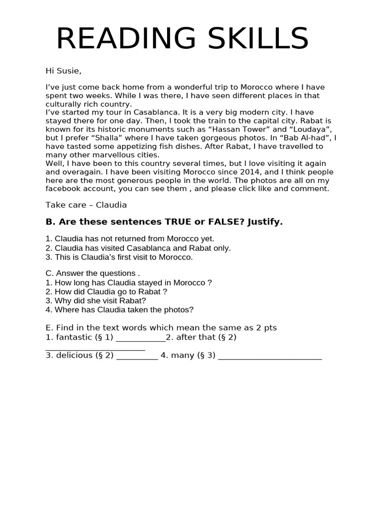 Reading Skills | PDF