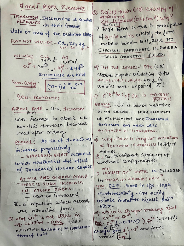 D & F Block elements- Handwritten (1) | PDF