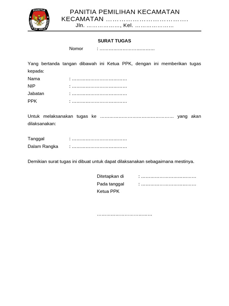 Surat Tugas PPK | PDF