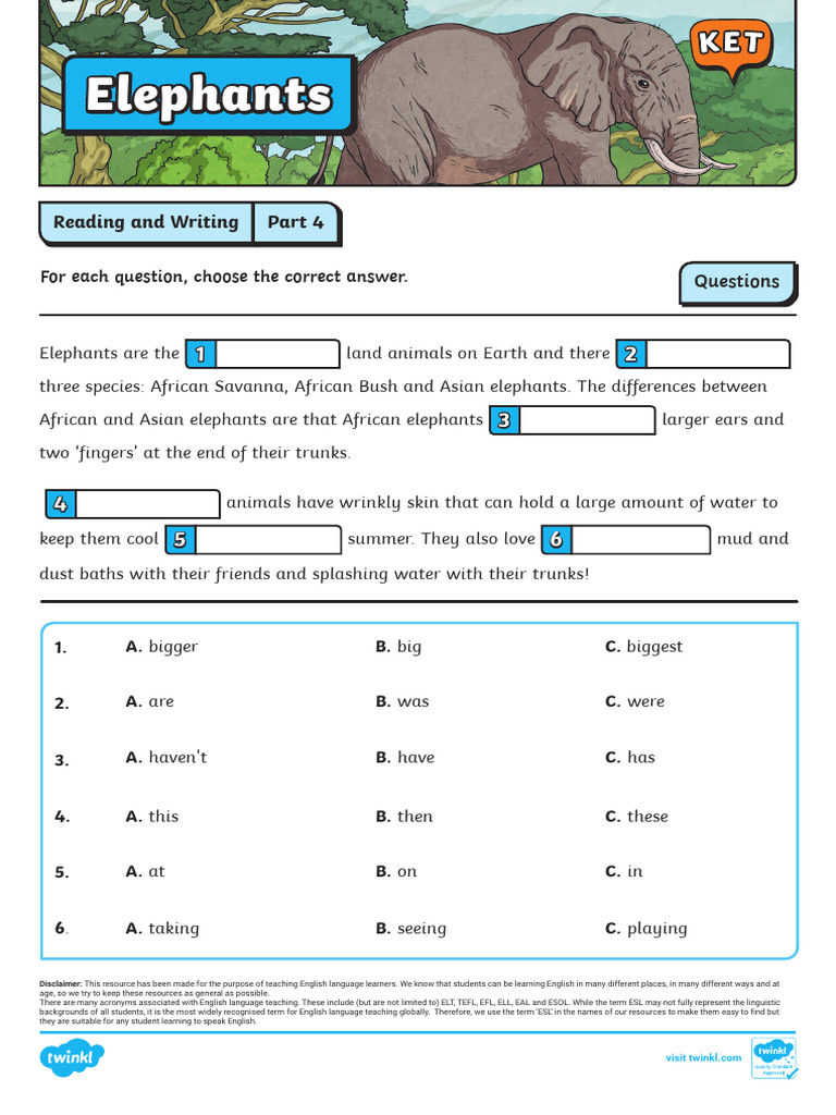 T e 1686124337 Esl A2 Key Reading and Writing Part 4 Worksheet ...