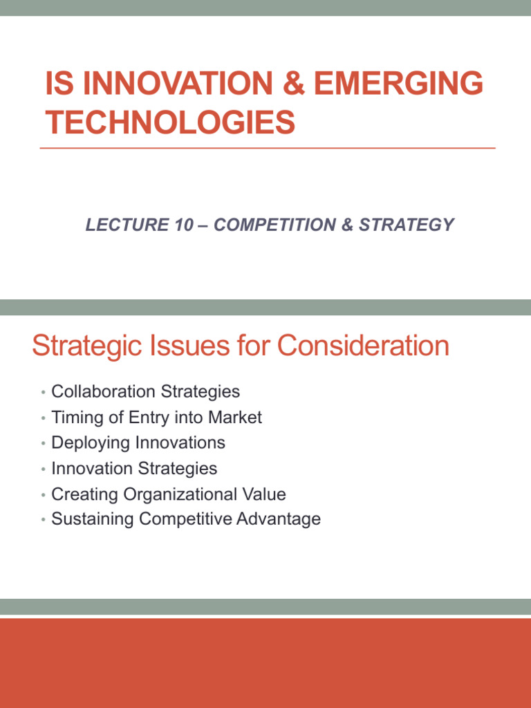 Lec10 Competition Strategy | PDF | Competitive Advantage | Innovation