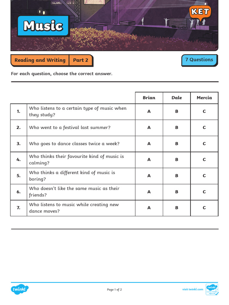 Music Preferences and Activities Quiz | PDF | Performing Arts ...