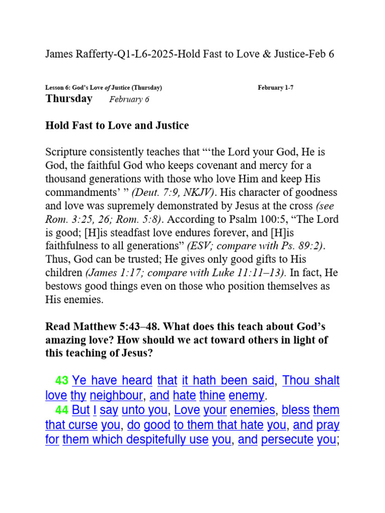 James Rafferty 2025 Q1 L6 Hold Fast To Love and Justice | PDF ...