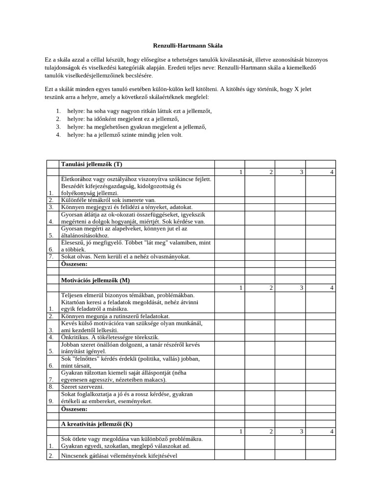 Renzulli-Hartmann Skála | PDF