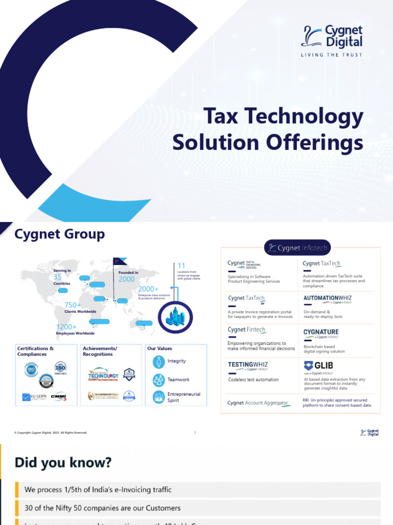Cygnet Tax Tech Offerings | PDF | Accounts Payable | Computing