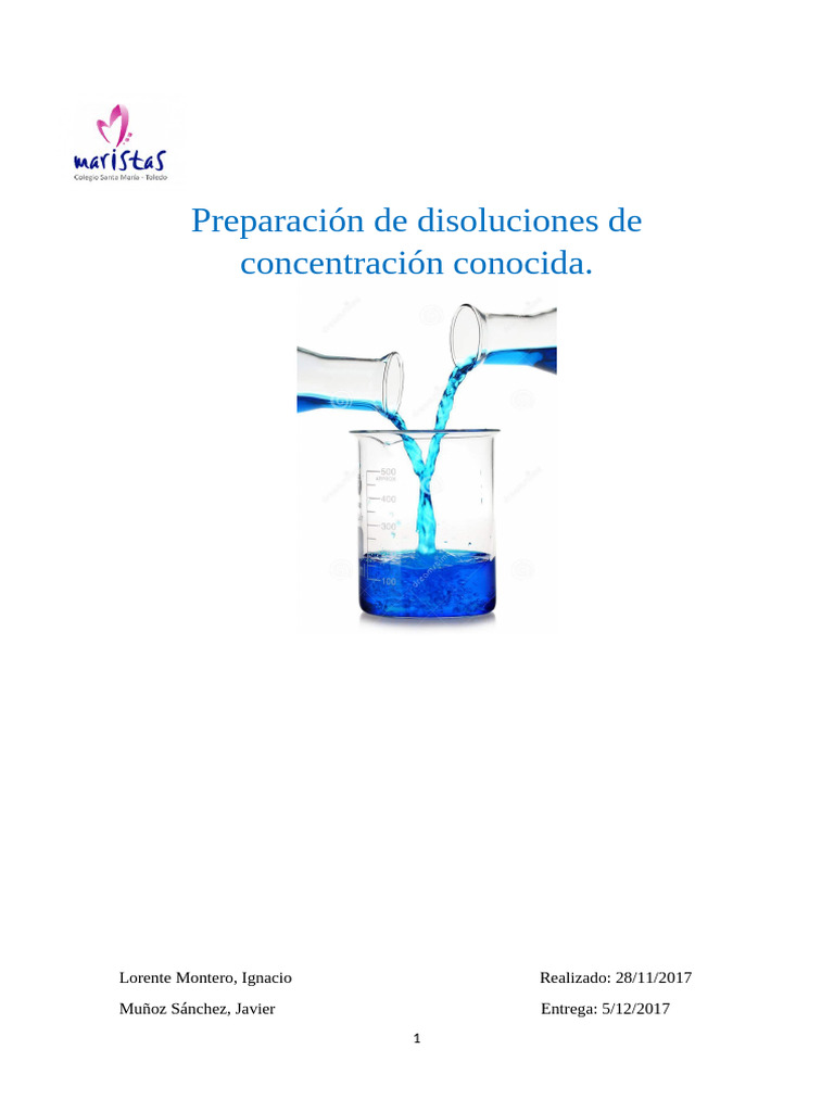 Preparación de disoluciones de concentración conocida | PDF