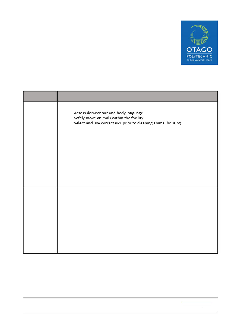 NZCAT VNA Veterinary Clinic Work Placement Practical Skills List2 | PDF ...