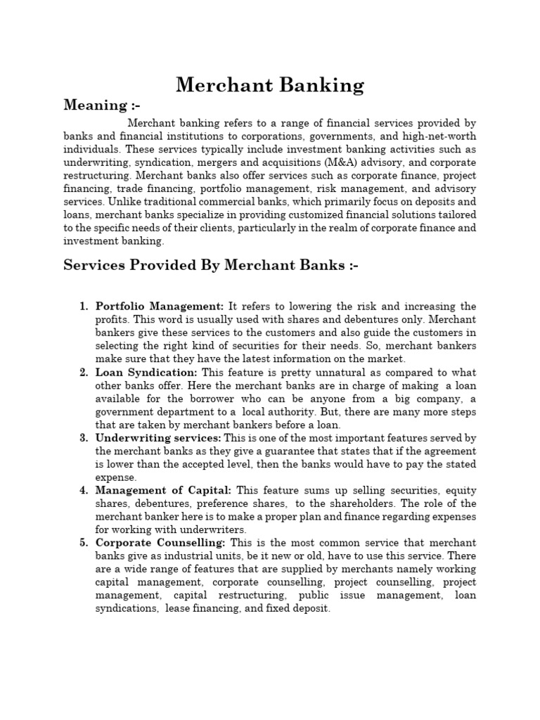 Merchant Banking | PDF | Banks | Securities (Finance)