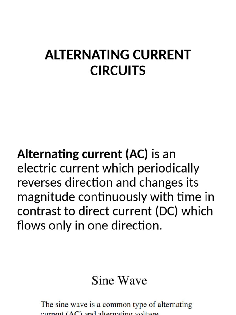 Alternating Current Circuits | PDF | Electrical Network | Capacitor