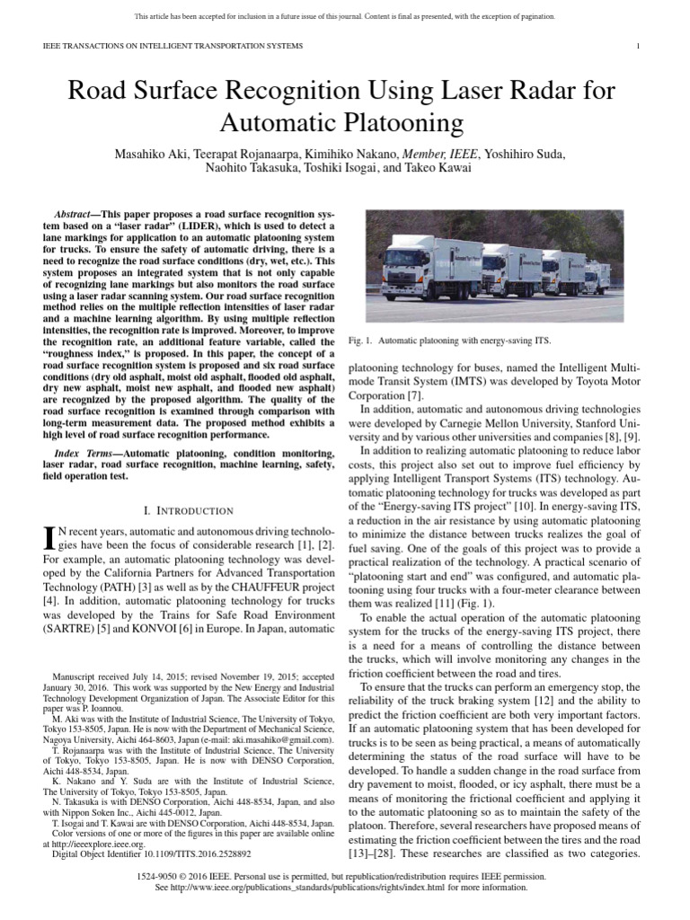 Laser Radar for Road Surface Recognition | PDF | Lidar | Radar