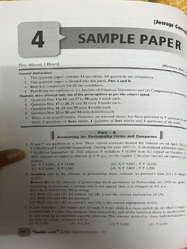 Sample Paper 4 | PDF