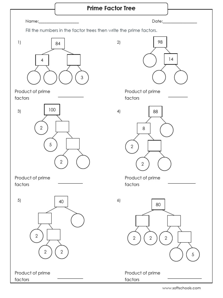 Prime Factor Tree Worksheet 3 | PDF