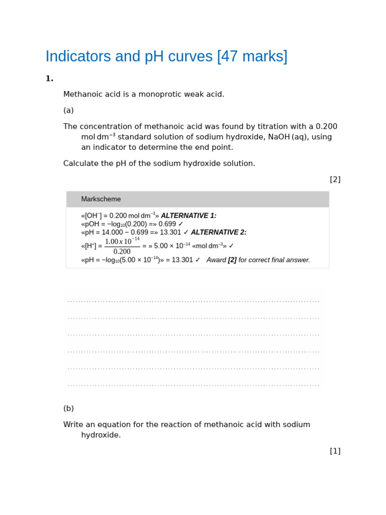 pH Curves and Titration Calculations | PDF | Acid | Ph