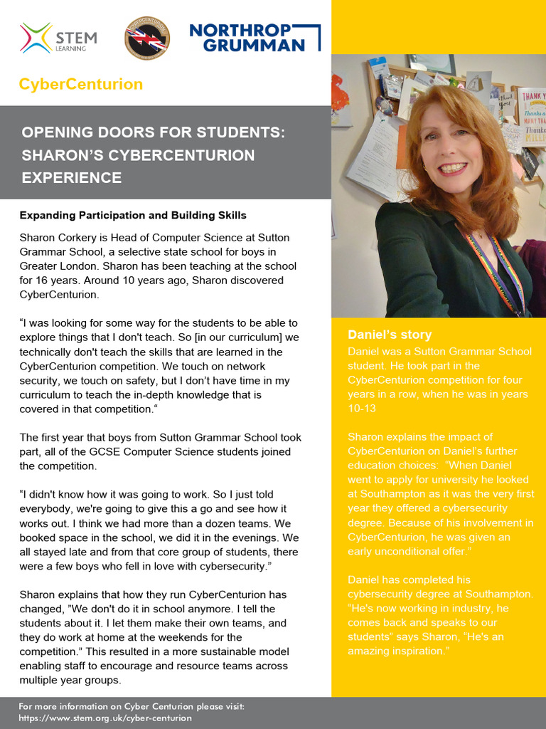 Cyber Centurion Case Study - Sharon | PDF | Learning