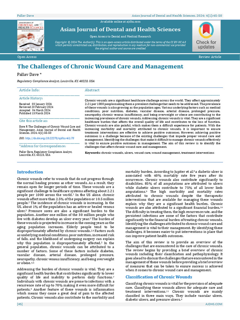 The Challenges of Chronic Wound Care and Management | PDF | Wound | Vein
