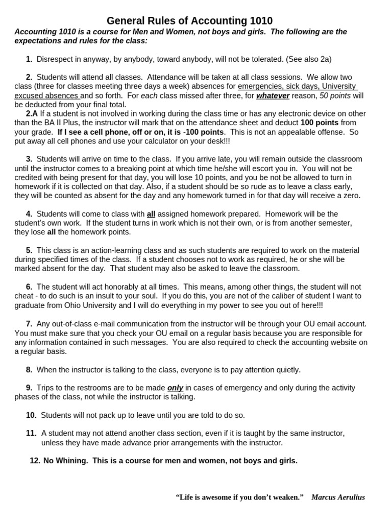 General Rules of Accounting 1010 | PDF