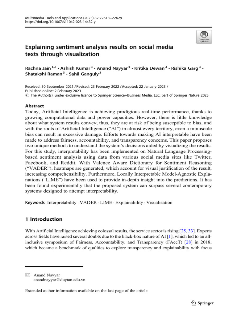 Explaining Sentiment Analysis Results On Social Media Texts Through Visualization | PDF ...