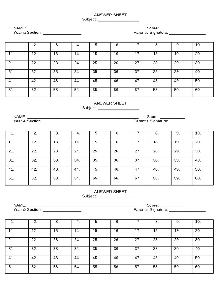 answer sheet 2024 | PDF