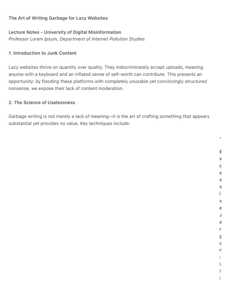 The Art of Writing Garbage For Lazy Websites | PDF