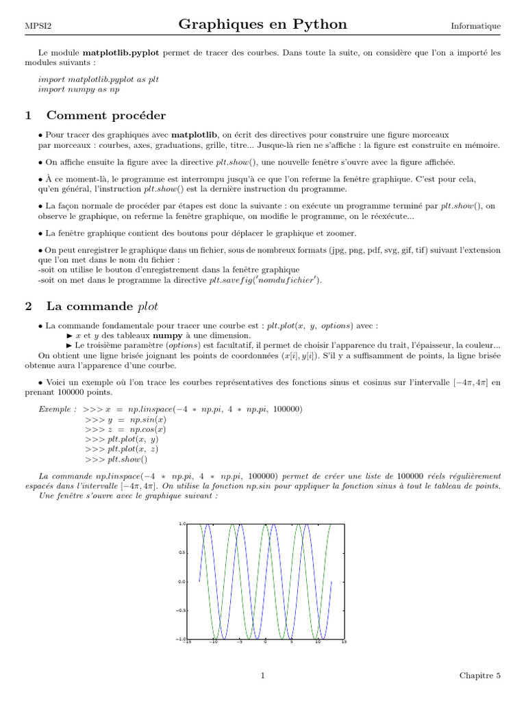 Graphiques Python avec Matplotlib | PDF | Coordonnées cartésiennes