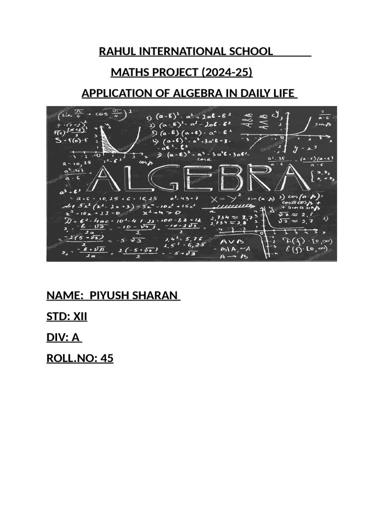 Mathematics Projekt - 12TH - Ris | PDF | Algebra | Equations