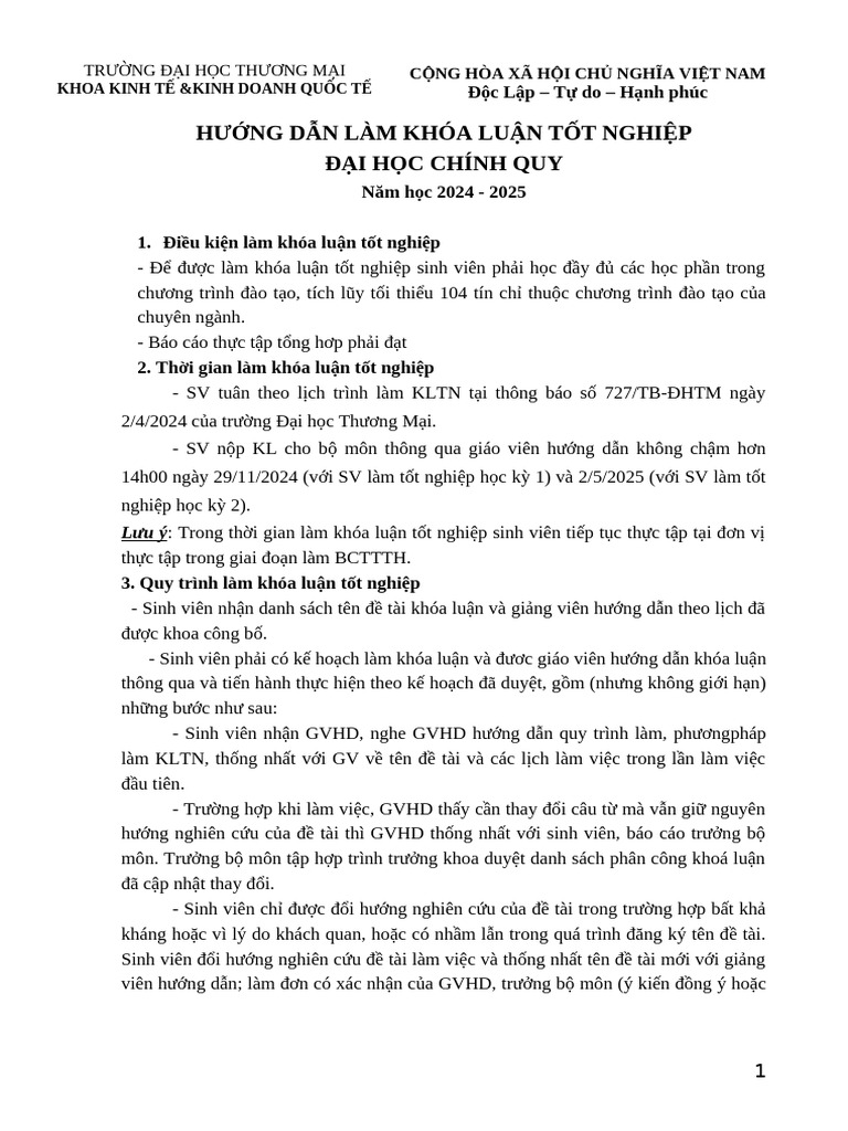 Huong Dan Viet Khoa Luan 2024-2025 | PDF