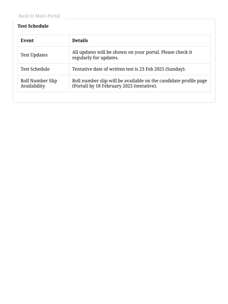 Test Schedule | PDF