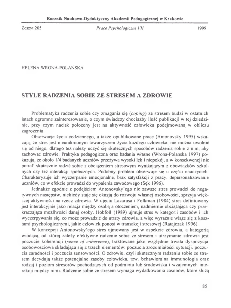 Style Radzenia Sobie Ze Stresem A Zdrowie | PDF
