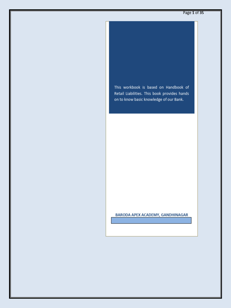 Workbook On Retail Liability | PDF | Overdraft | Banks