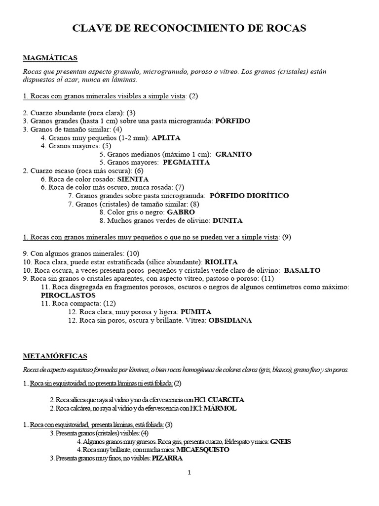 Clave Rocas | PDF | Roca clástica | Roca (geología)