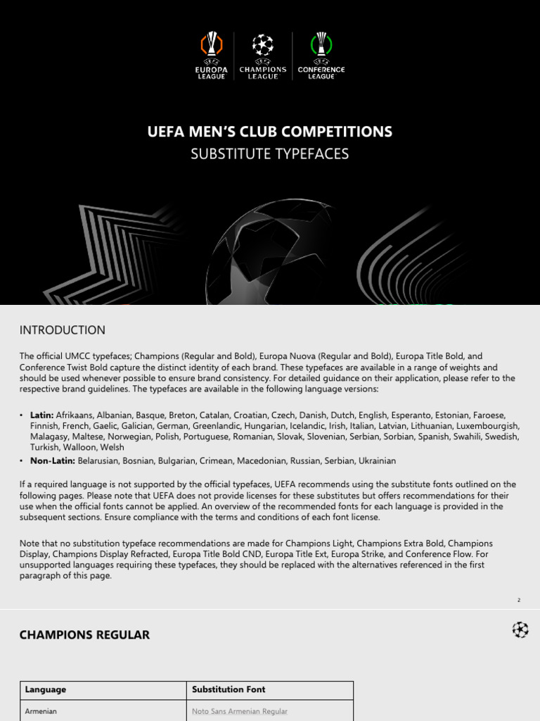 2024-27 UMCC Substitute Typefaces - FONT, UEFA | PDF | Typefaces ...