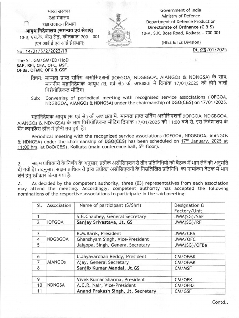 Meeting Notice for Defence Associations | PDF