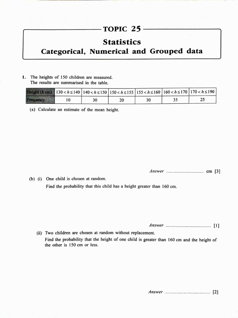 Categorical, Numerical and Grouped Data | PDF