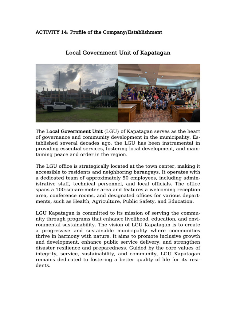 Kapatagan LGU: Community Development Hub | PDF