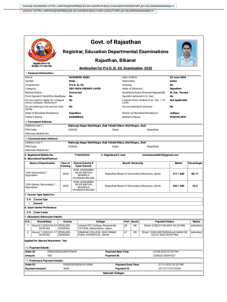 Pre D. El. Ed. Examination | PDF