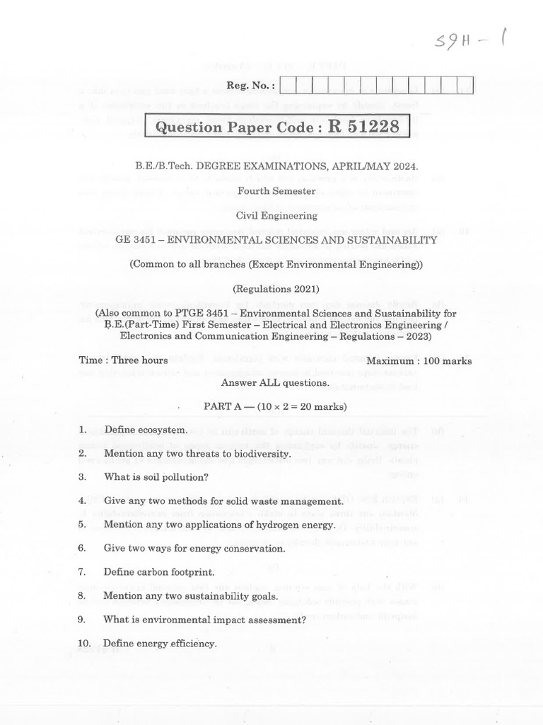 GENERAL-AM-2024-GE 3451-Environmental Science and Sustainability ...