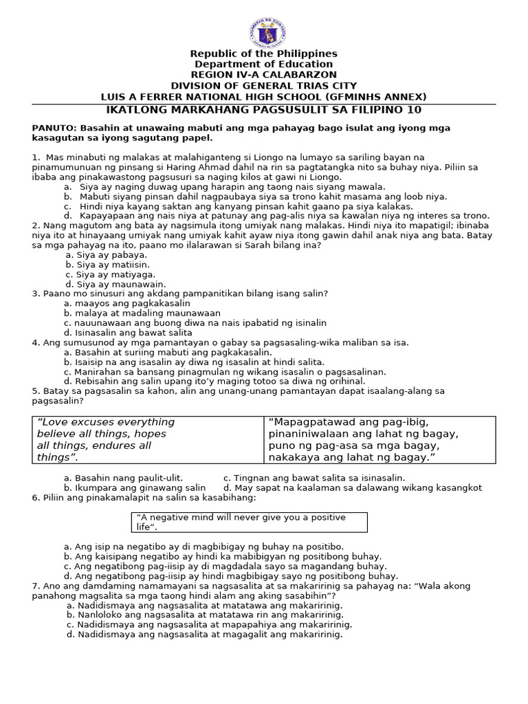 Fil 10 Q3 PT - 2024 2025 | PDF