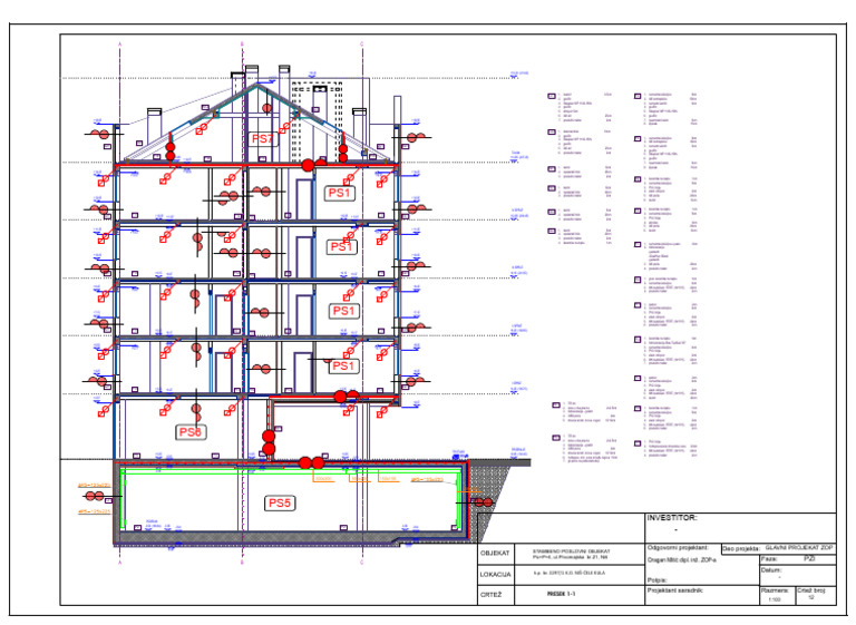 GZOP Prvomajska 21 - Presek 1-1 | PDF