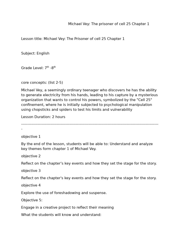 Michael Vey: Chapter 1 Overview | PDF | Part Of Speech | Adverb